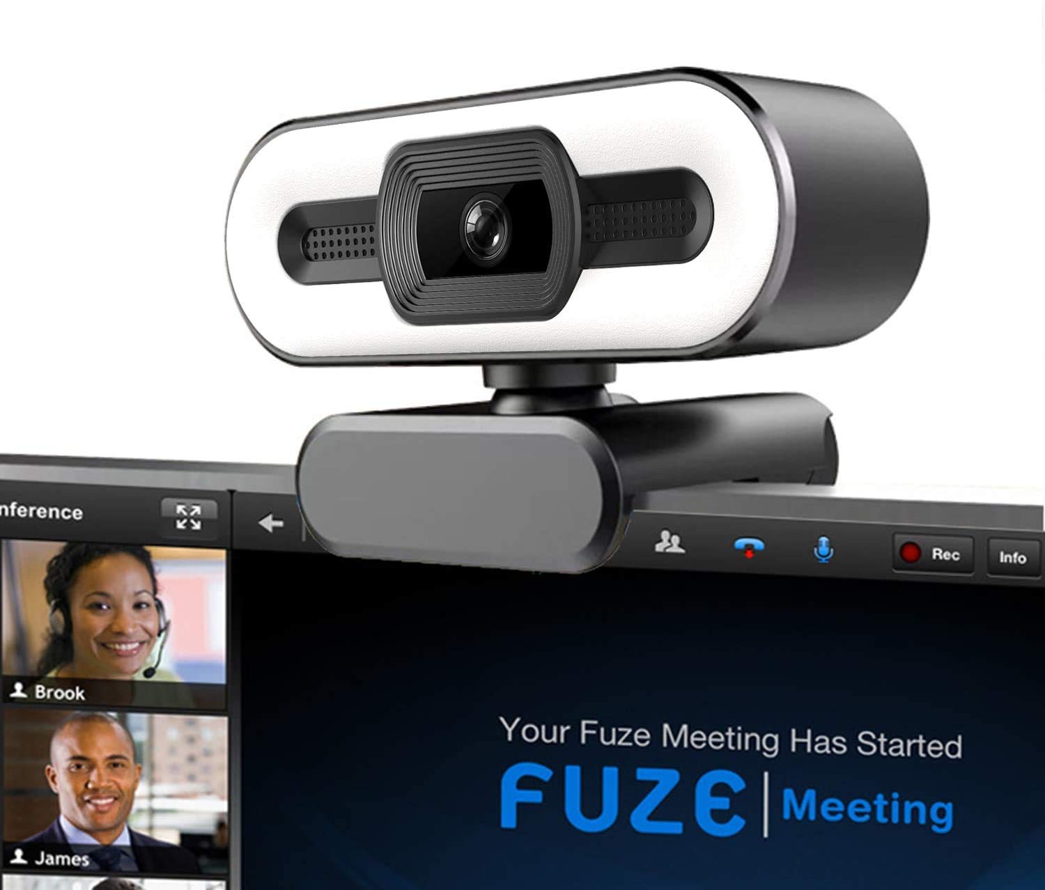 PC Webcam for Streaming HD 1080P, Free Traveler USB Pro Computer Web Camera Video Cam for Mac Windows Laptop Conferencing Gaming with Microphone & Ring Light