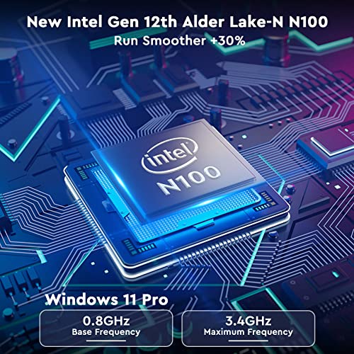 SIMODEWA Mini PC, 12TH Intel Alderlake-N N100, 12GB LPDDR5/512GB SSD, Mini Desktop Computer Windows 11 Pro, 4K UHD Output, Triple Display, HDMI*2, DP*1, USB 3.2 * 3, WiFi6 BT 5.2