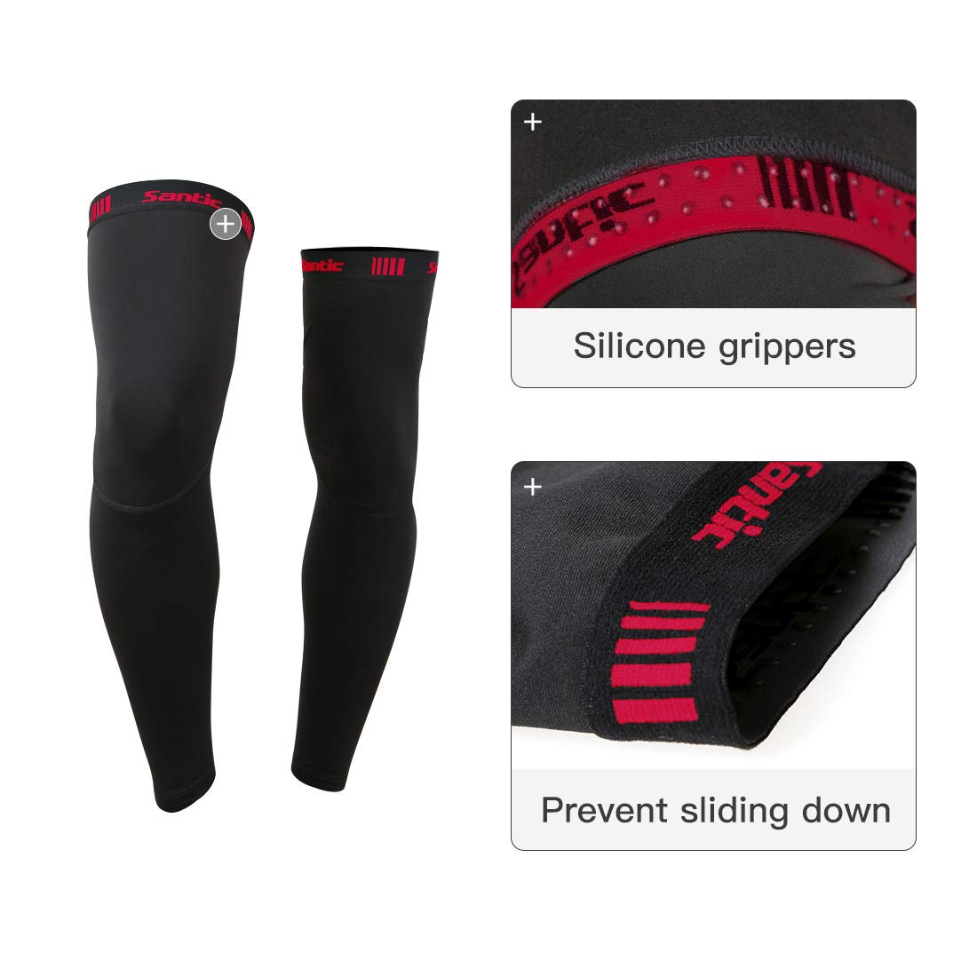 Santic Cycling Leg Warmers Thermal Fleeced Wind Proof Soft Shell Knee Warmer