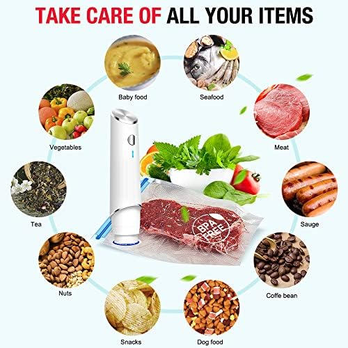 Sous Vide Bags|13PCS Electric Vacuum Sealer Kit for Anova,Joule Cookers|Handheld Vacuum Sealer with Auto Pause Function,7Pcs Reusable Vacuum Seal Food Sealer Bags