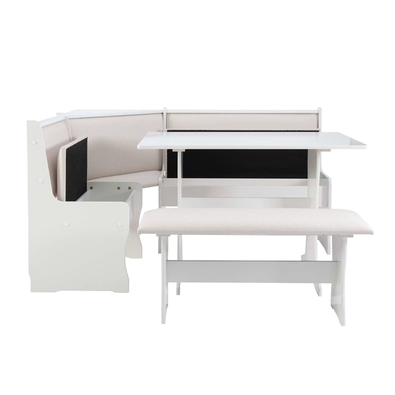 Pemberly Row Traditional Wood Storage Dining Nook in White Finish