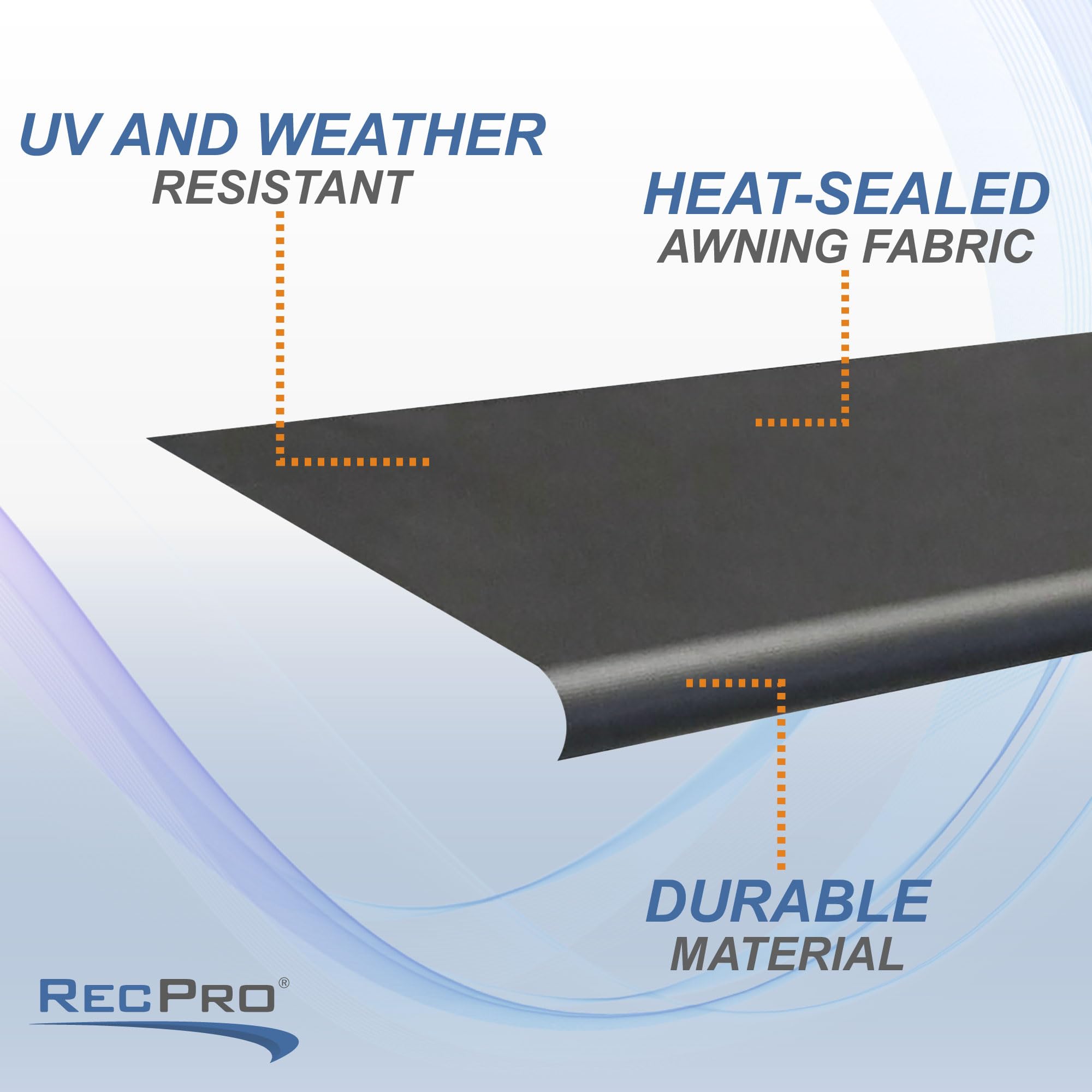 RecPro RV Slide Out Awning | RV Slide Topper | Slideout Awning | Fabric Only | 46" x 160" | Black Version