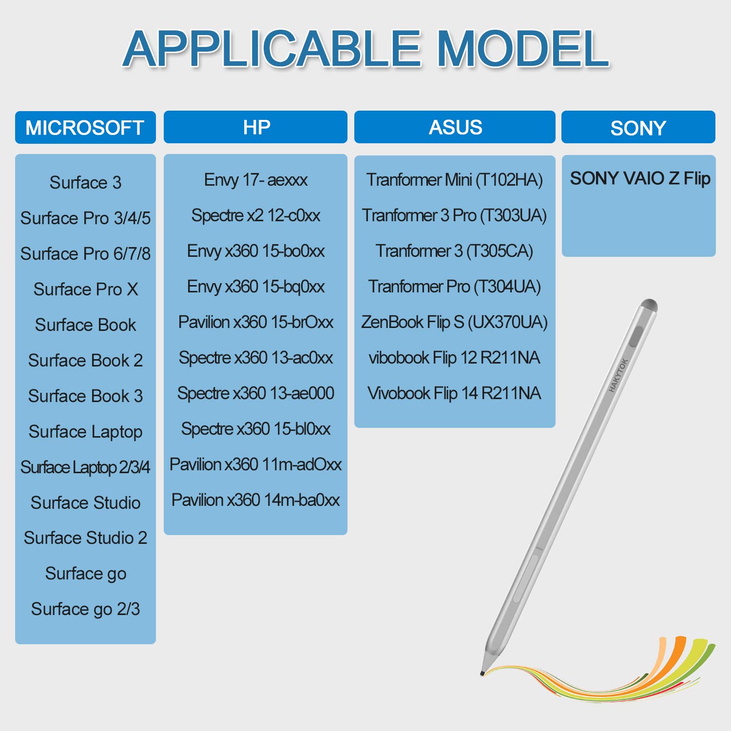 Pen for Surface 4096,Pen for Microsoft Surface Pro 8/X/7/6/5/4/3/Surface 3/go/go 2/go 3/Book/Laptop/Studio,Palm Rejection (Silver)