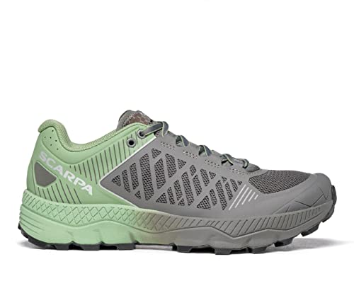 SCARPA Women's Spin Ultra Trail Shoes for Hiking and Trail Running - Shark/Mineral Green - 8 Women/7 Men