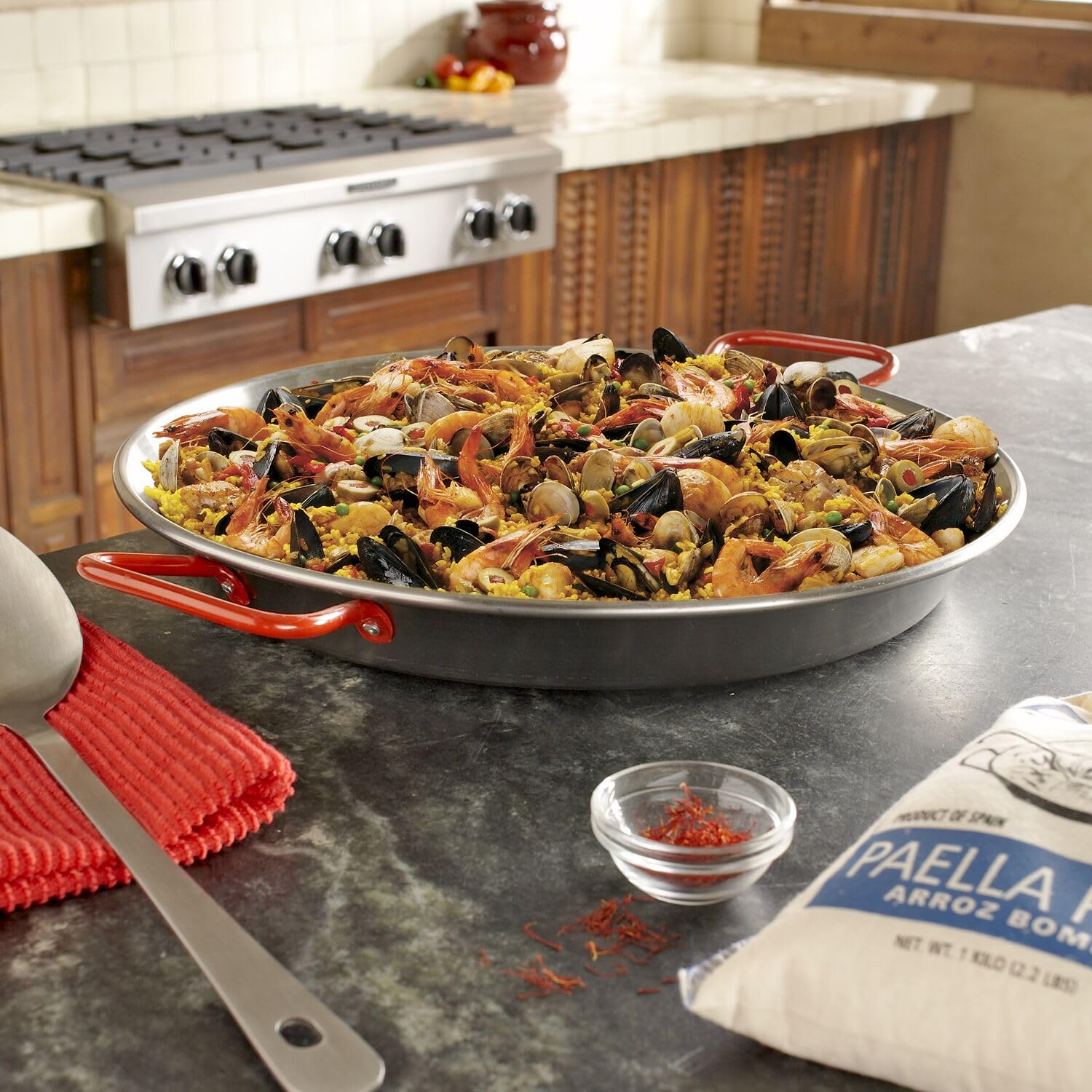 Sur La Table Spanish Paella Pan, 16½", Serves 10, Silver