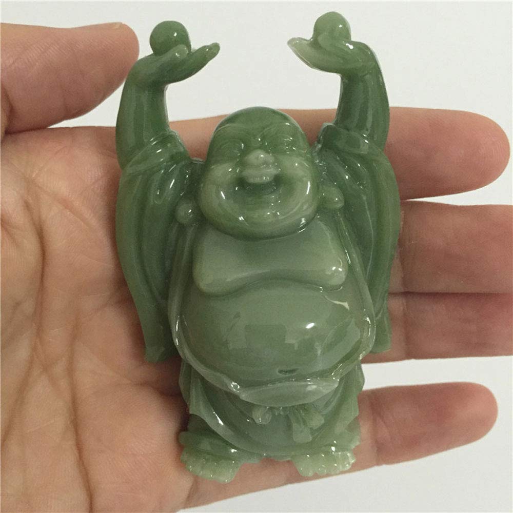 QWERWEFR Chinese Happy Maitreya Buddha Statue Sculpture Man-Made Jade Stone Home Garden Decoration Lucky Laughing Buddha Statues Figurine
