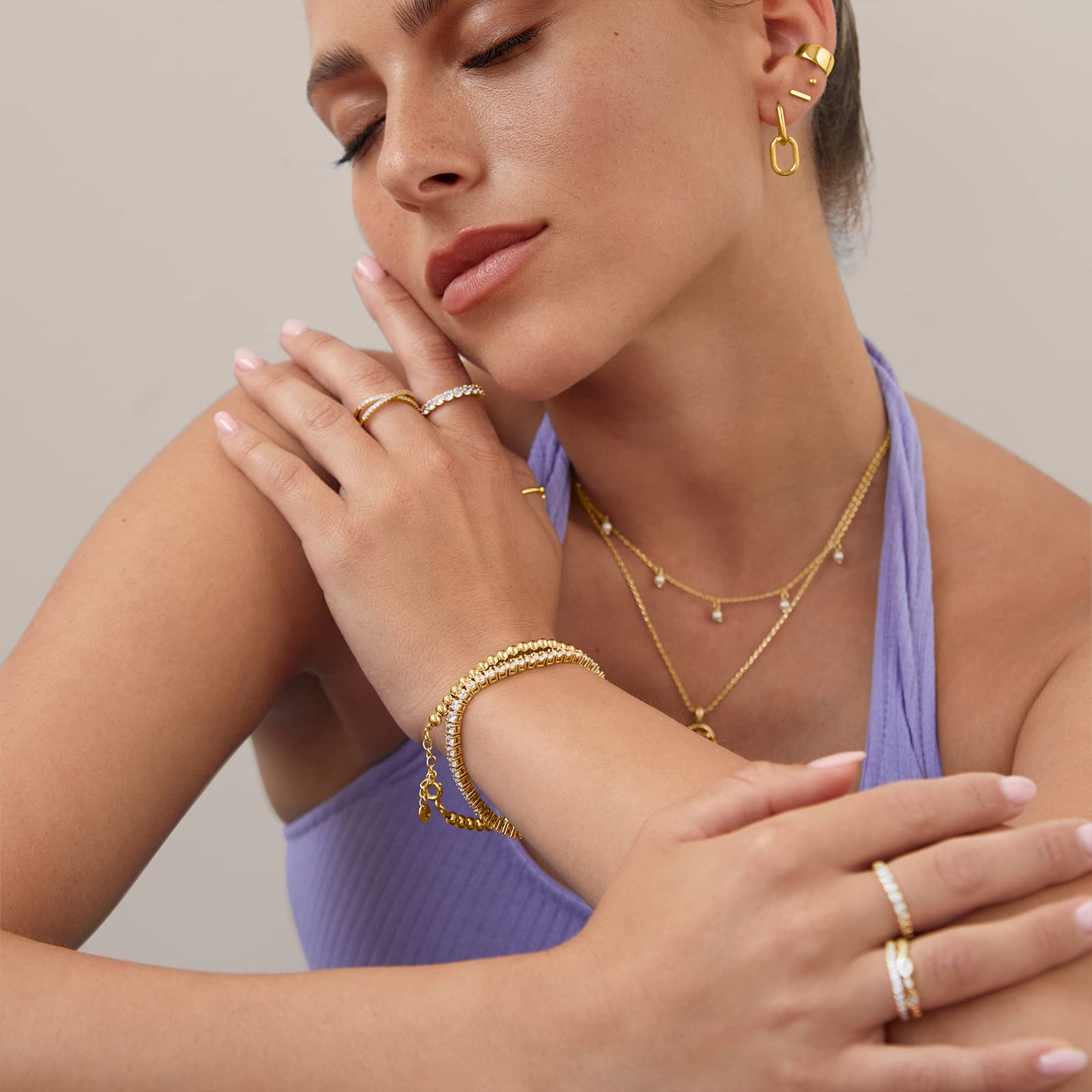 PAVOI 14K Rose Gold Convertible Link Earrings for Women | Paperclip Link Chain Earrings | Drop Dangle Earrings