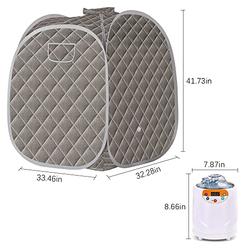 ZONEMEL Portable Steam Sauna for Home Full Body Sauna Spa, Relaxation, Personal Sauna with 3L 1000 Watt Steam Generator, 9 Temperature Levels, Remote Control-Dark Grey