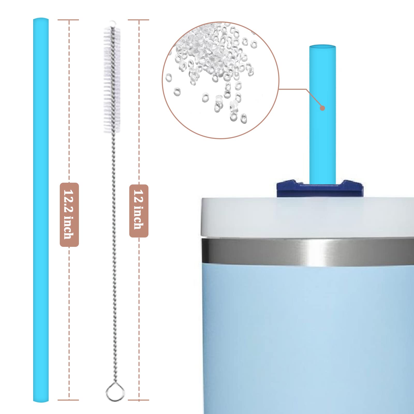 Silicone Replacement Straws for Stanley 40 oz 30 oz Cup Tumbler -6 PCS Straws Replacement for Stanley Adventure Travel Tumbler, Straw with Cup Cleaner for Stanley 40 oz 30 oz Cup