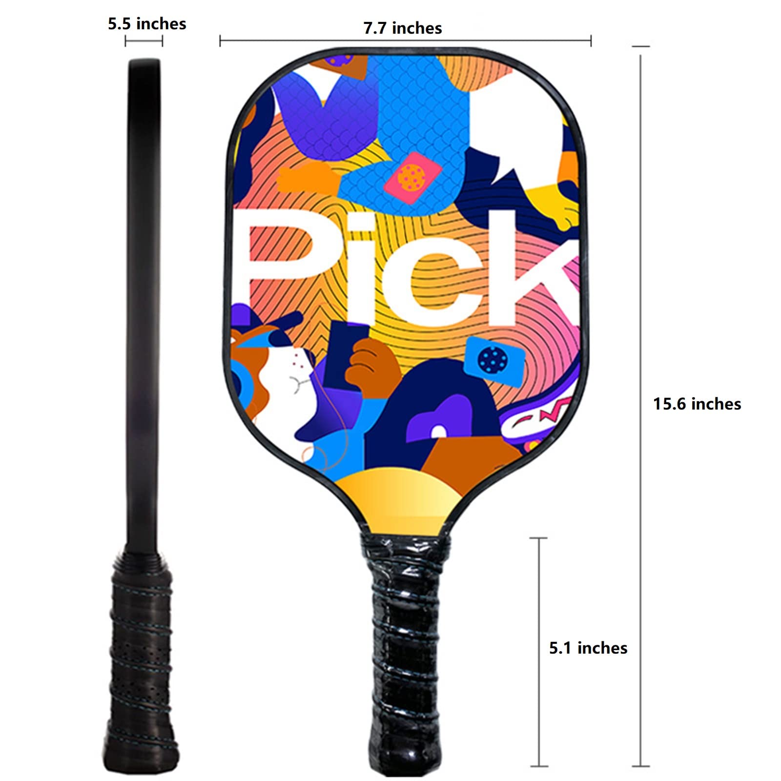 Pickleball Three-Piece Set,Pickleball,Glass Carbon Fiber Pickleball,Peak Racket,2 Sets of Pickleball Rackets,Set Contains 2 Peak Racket and 4 Pickleballs,Suitable for Young Beginners (Yellow)