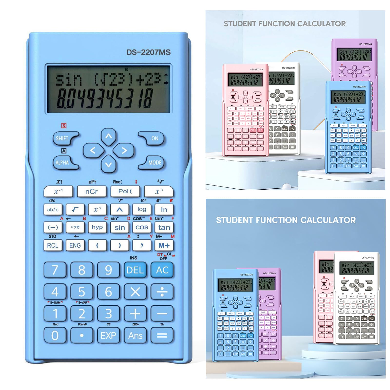 Scientific Calculator Two-Line Display L Students Function Calculators and Portable for School and Business Two Line Display Calculator Protective Case Scientific Calculator Two-Line Display L