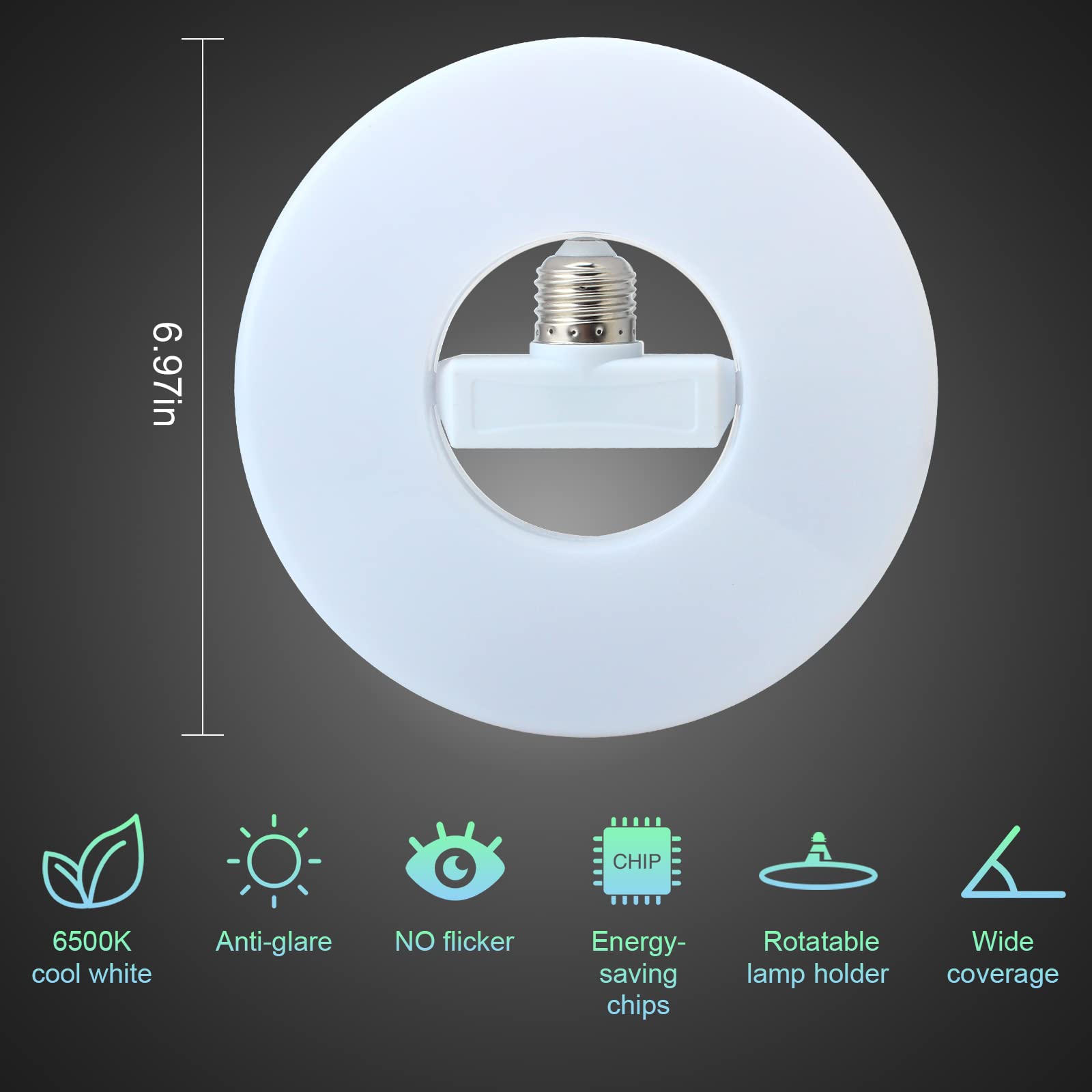 UFO LED Light Bulb, 3600LM 6500K Flat LED Light Bulb, 40W LED Ceiling Light Bulb, Easy-Installation Energy Saving LED Lamp with Folded E27 Base for Home Lighting, Garage, Workshop, Basement