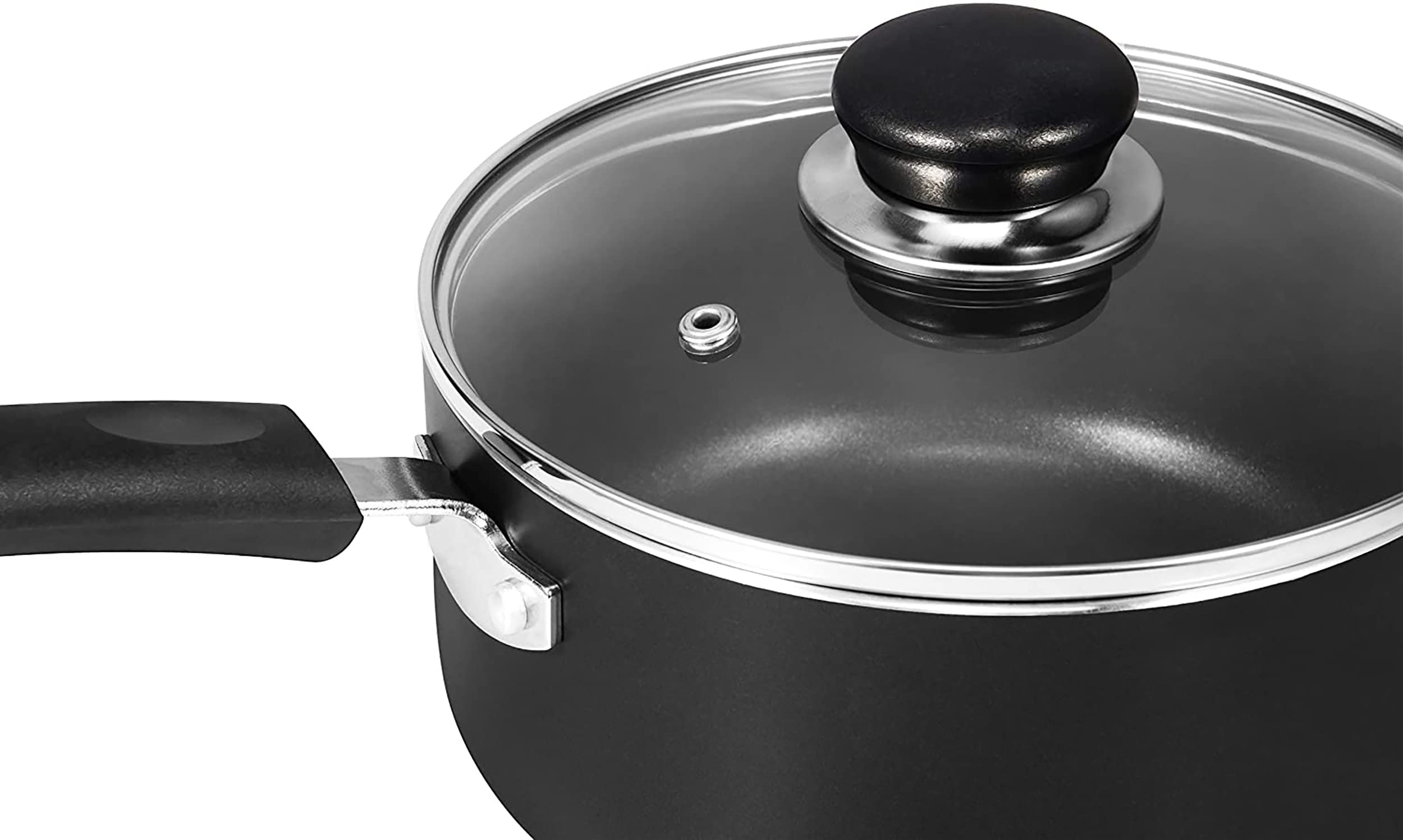 Utopia Kitchen 1 Quart & 2 Quart Nonstick Saucepans with Glass Lids & along with 8β 9β & 11β Nonstick Frying Pan - Induction Bottom - Multipurpose Use for Home Kitchen or Restaurant - Grey-Black