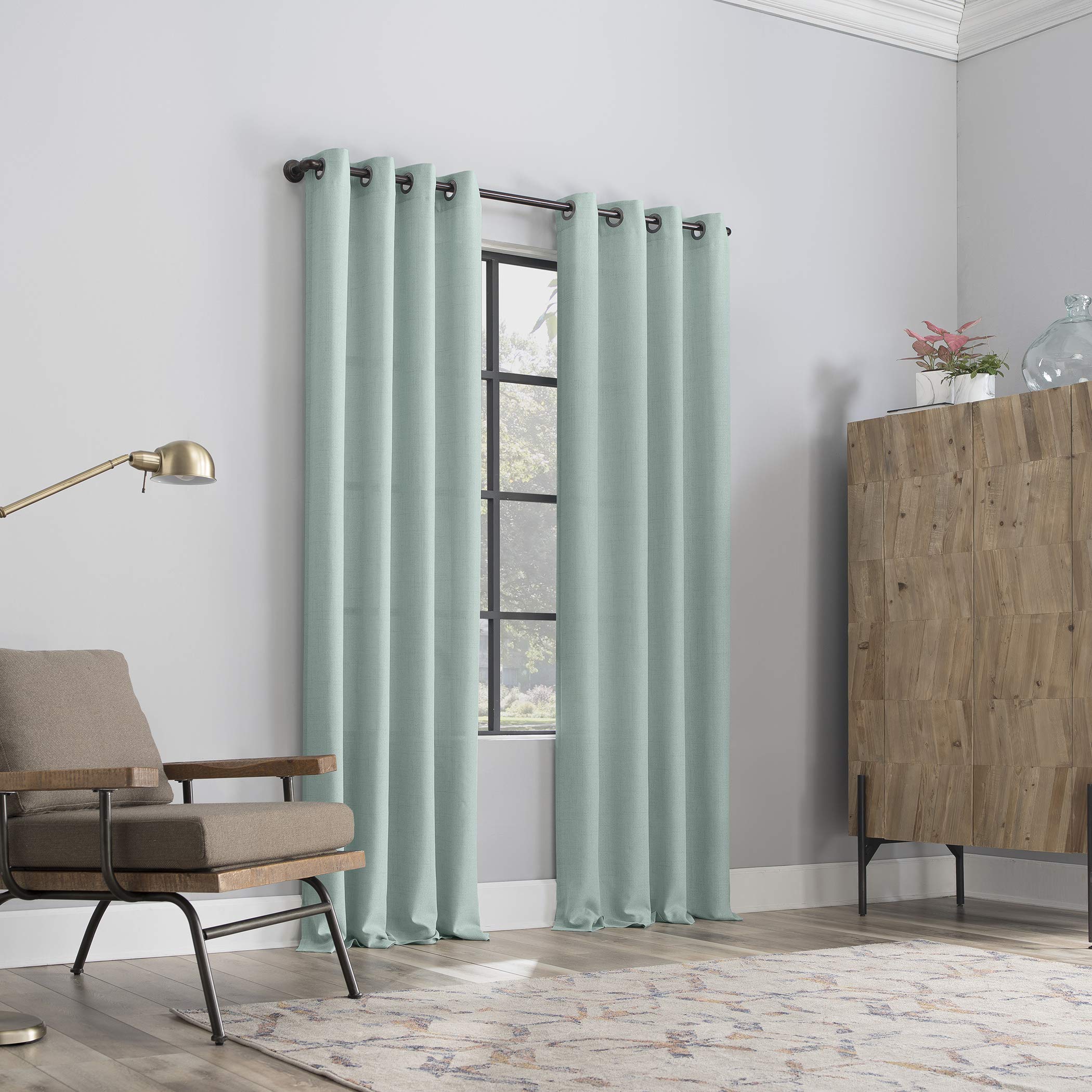 Scott Living Dari Heathered Texture Semi-Sheer Grommet Curtain Panel, 50" x 84", Teal