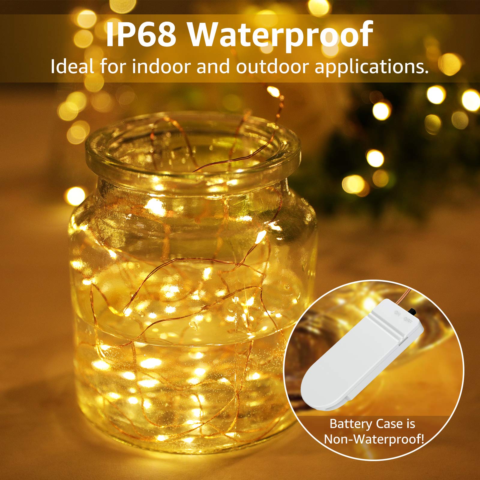 Olafus 16 Pack Warm White and Multicolo Fairy Lights Battery Operated, Mini Starry String Light Waterproof IP68, 7ft 20 LED Firefly Starry Light Copper Wire for Christmas Decorations Wedding Party DIY