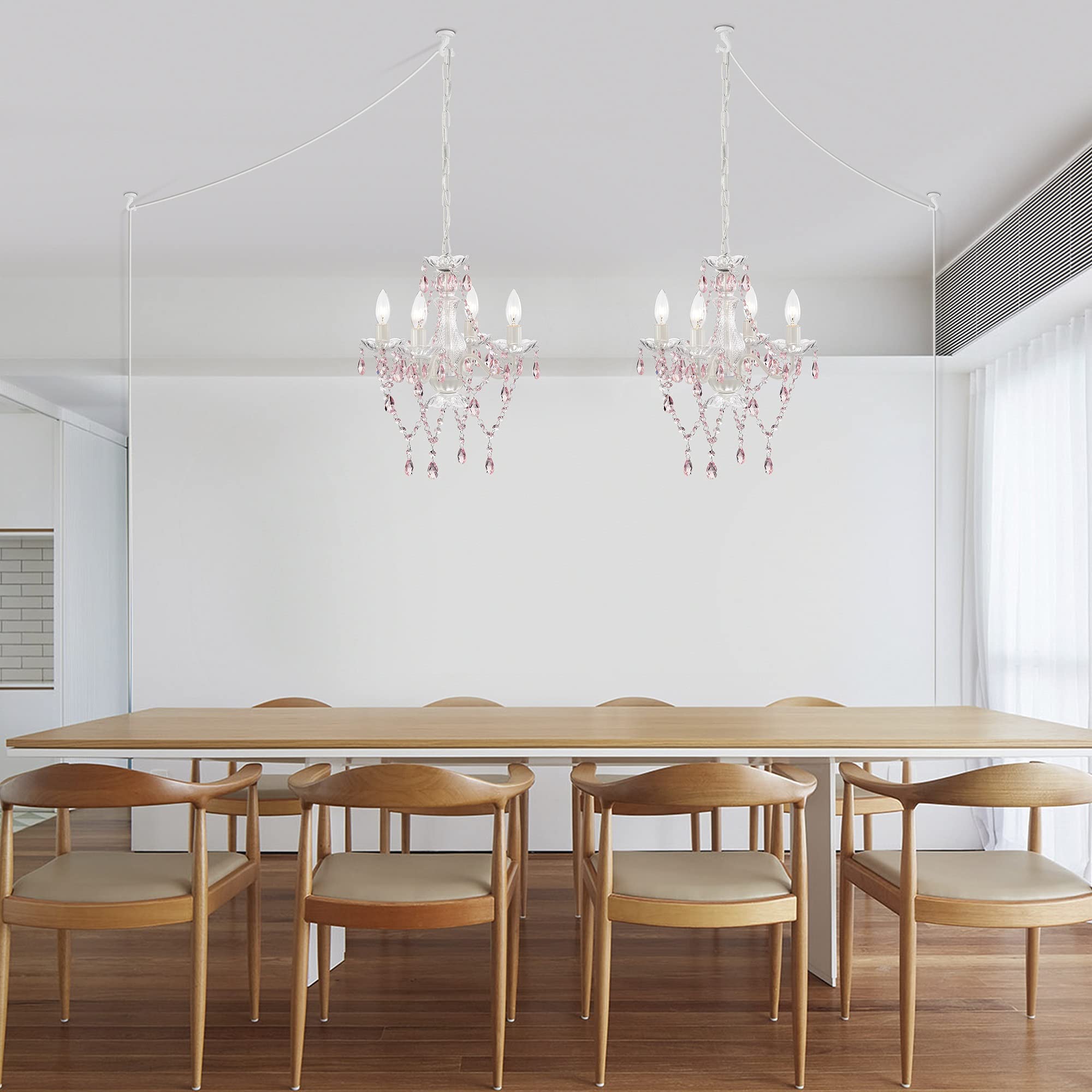 Pink Plug in Chandelier White Chandelier with Pink Crystal Accents Plug in Swag Chandelier 4 Light Crystal Chandelier