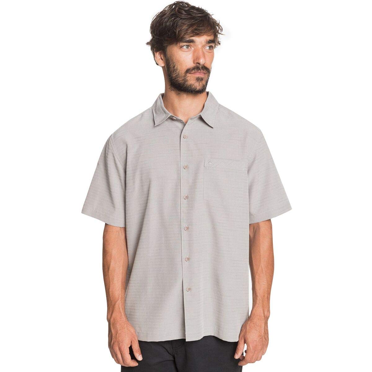 Quiksilver mens Centinela 4 Woven Button Down Shirt, Flint Gray Centinella, Large US