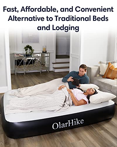 OlarHike Queen Air Mattress with Built in Pump,Inflatable Blow Up Airbed with Storage Bag,13" High Speed Inflation Black, Camping Accessories, Travel and Guests & Indoor
