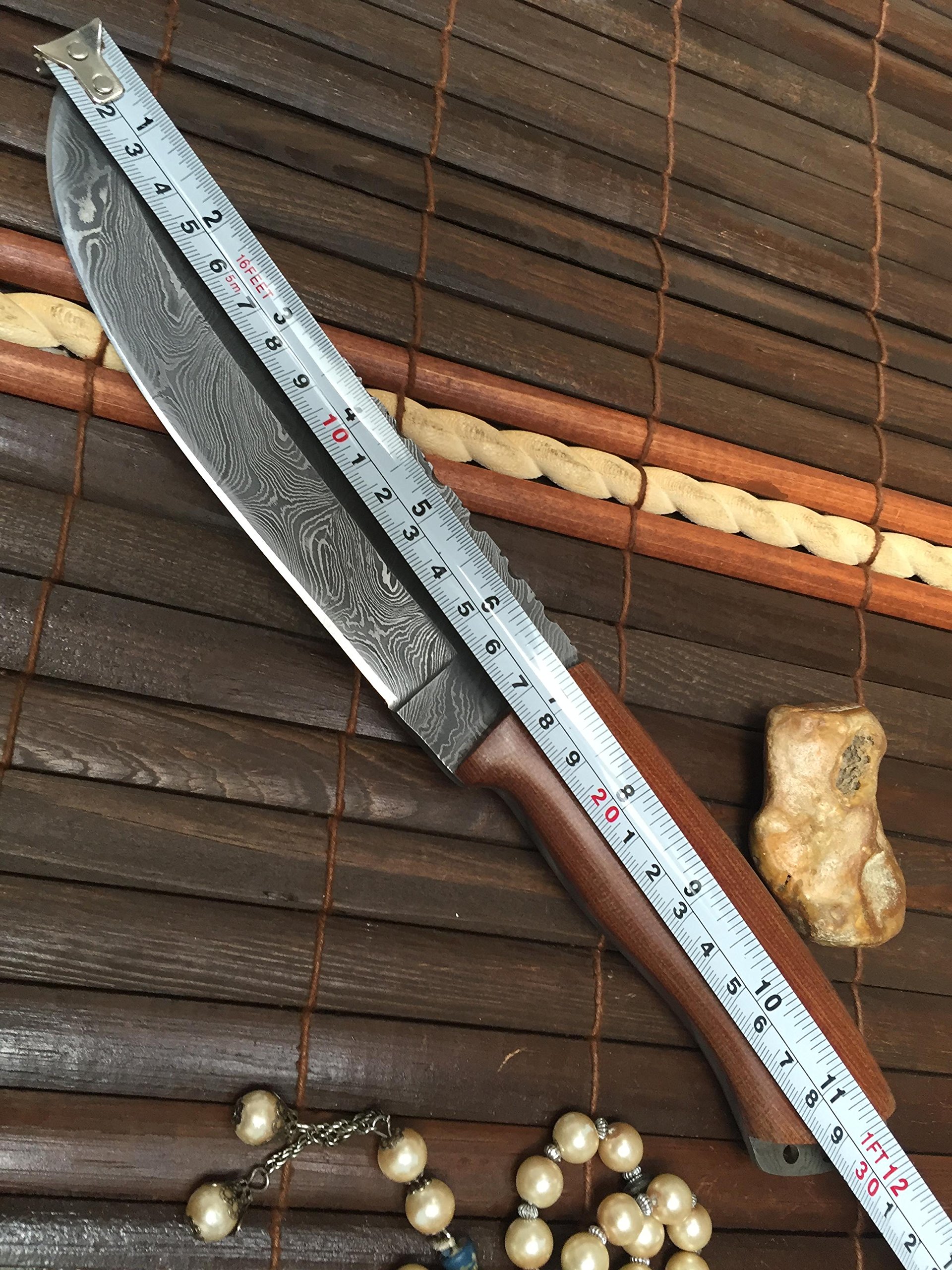 Perkin - Handmade Damascus Hunting Knife with Sheath