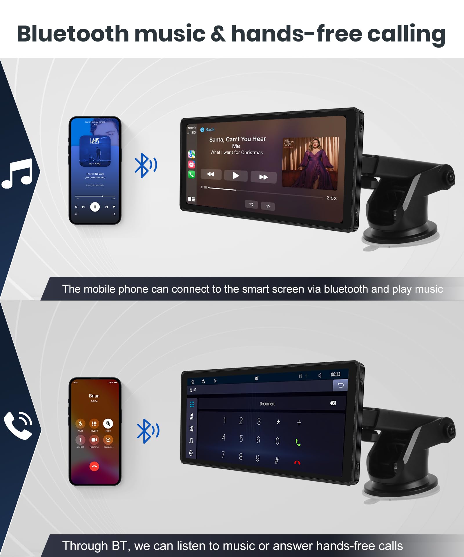 Podofo Wireless Apple Carplay Car Stereo,10.26” IPS Touch Screen Car Radio Support Android Auto with Mirror Link, Car Play Navigation, Bluetooth, USB, EQ Audio, AUX/FM Transmit, for All Vehicles