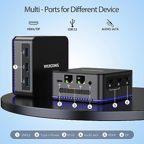 SIMODEWA Mini PC, 12TH Intel Alderlake-N N100, 12GB LPDDR5/512GB SSD, Mini Desktop Computer Windows 11 Pro, 4K UHD Output, Triple Display, HDMI*2, DP*1, USB 3.2 * 3, WiFi6 BT 5.2