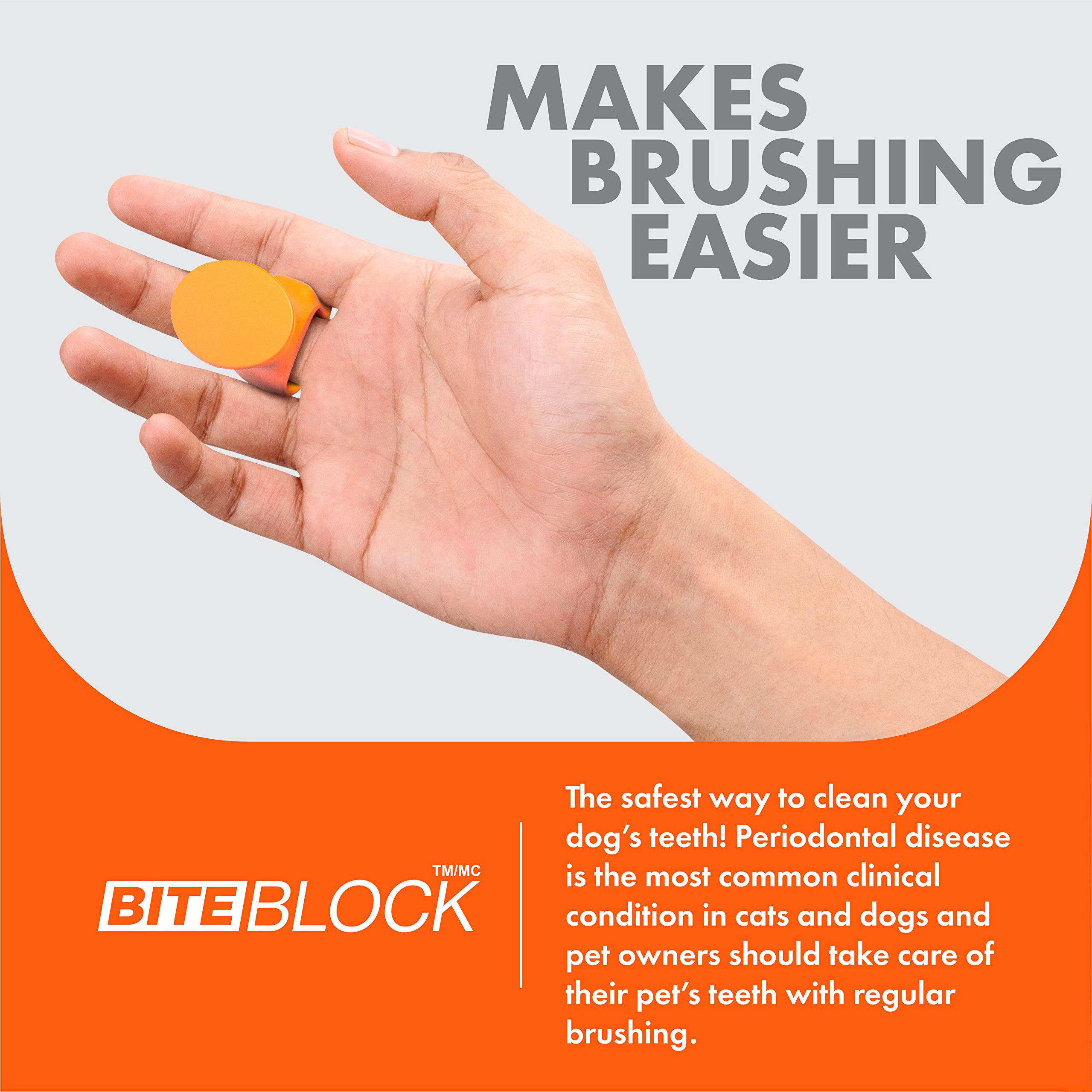 Paw Ready Pet Toothbrushing Assistant for Puppies' Dogs and Cats Allows You to Brush Your pet’s Teeth without Constantly Worrying about Getting Bitten. (Orange, Medium)