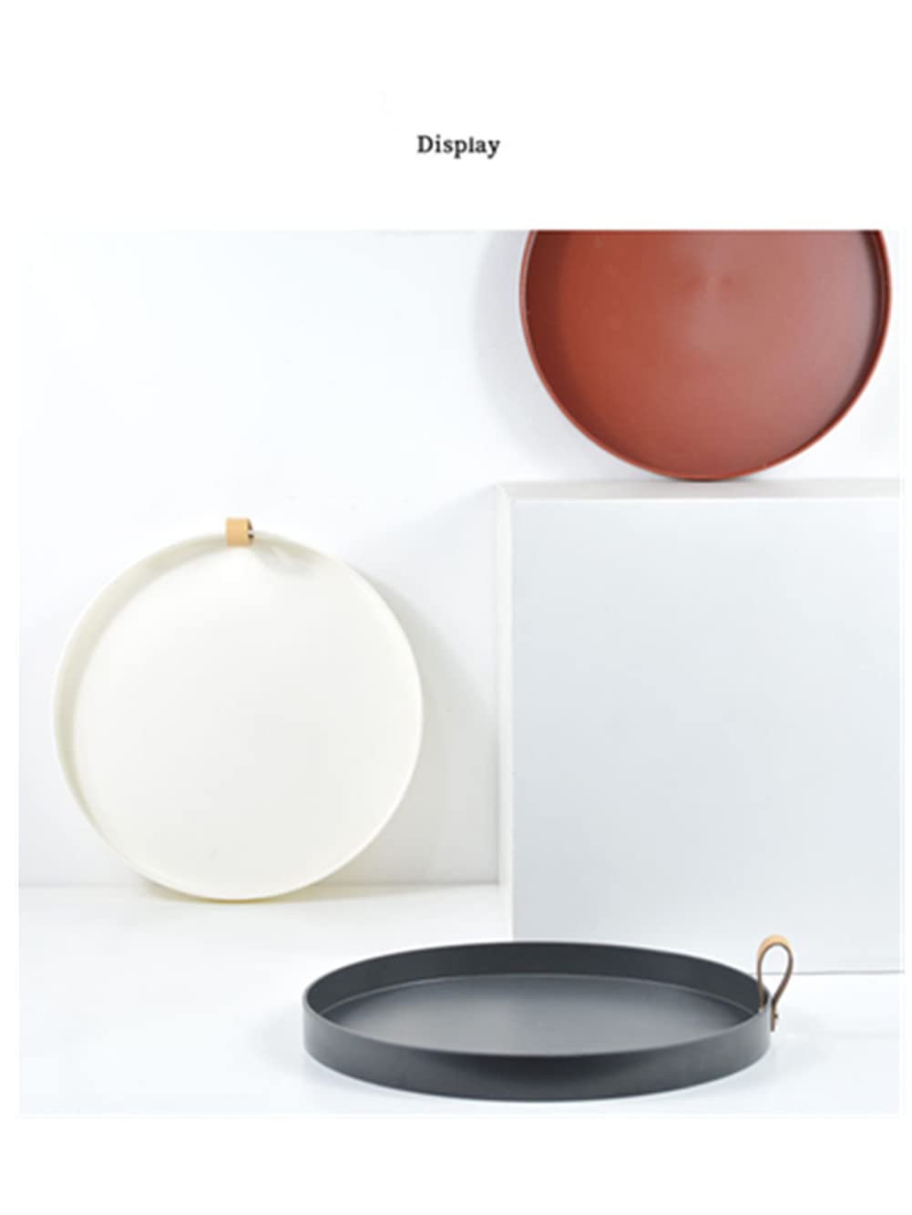 Vanity Glass Perfume Coffee Table Home White Small Decorative Serving with Handles Ottoman Round Black Candle Tray for Living Kitchen Counter Bar Room Plastic Circle Wine Bottle Lacquer Trays（Black）