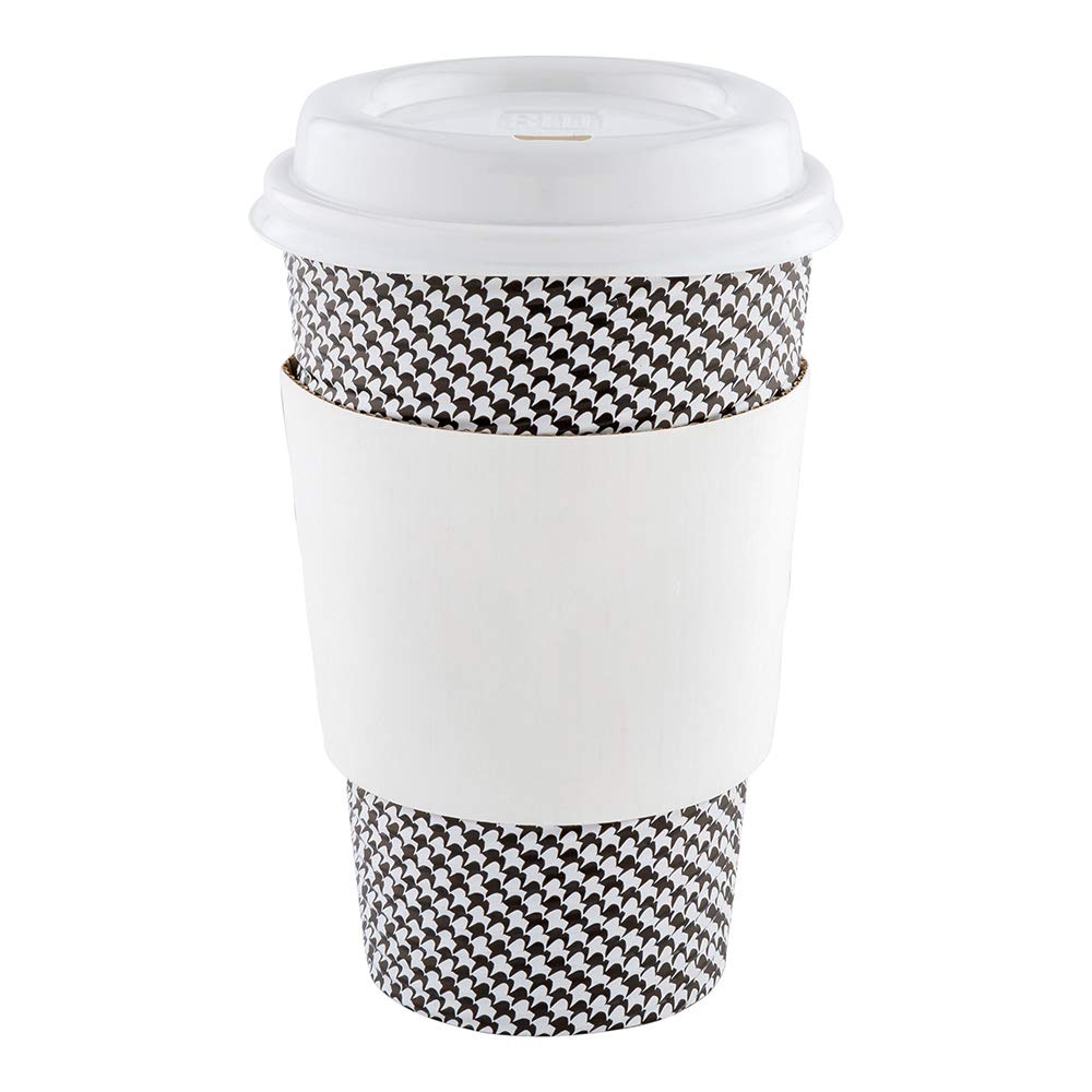 Restaurantware SLEEVES ONLY: Restpresso 5.1 x 2.8 Inch Coffee Cup Sleeves 50 Corrugated Hot Cup Sleeves - Disposable Heat-Tolerant White Paper Disposable Coffee Sleeves Secure Grip