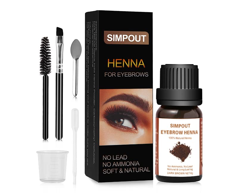 Simpout Natural Eyebrow Henna Kit for Professional Spot Coloring at Home & Salon (E02 Dark Brown)