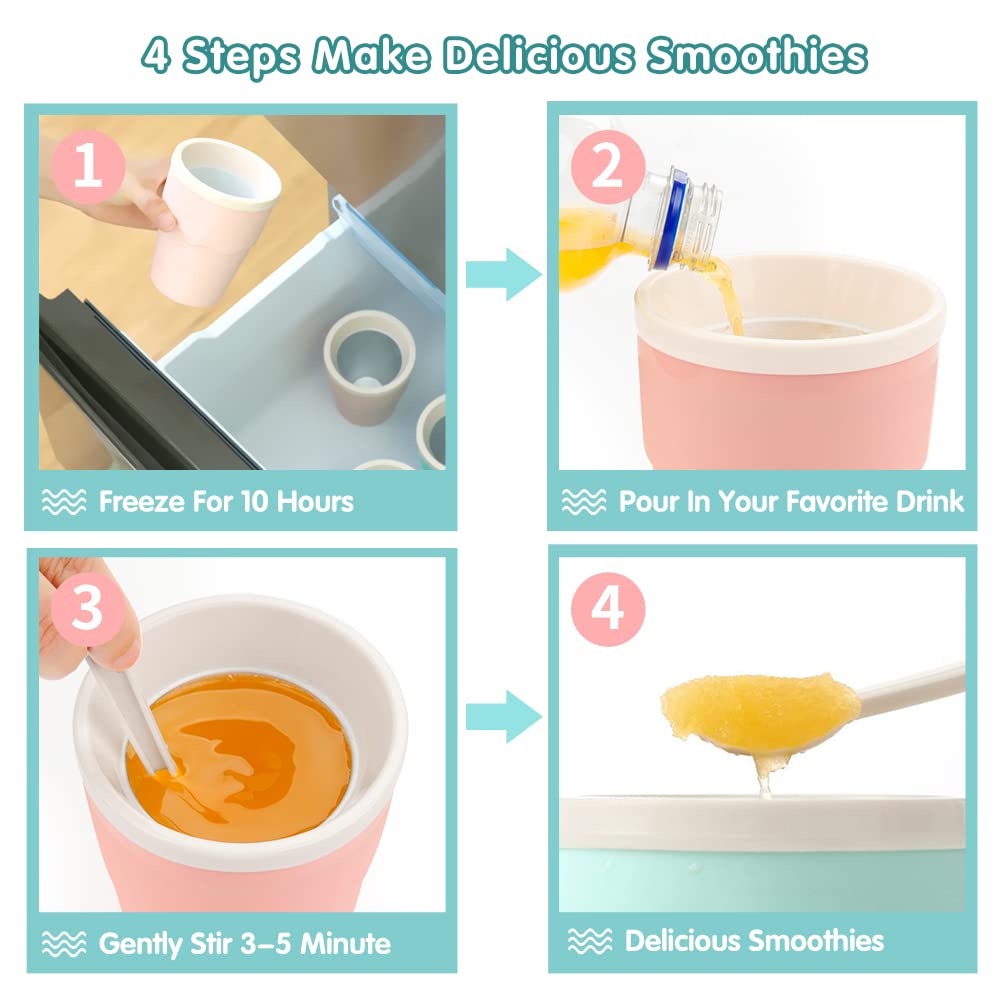 Slushie Maker Cup, 500ml Big Magic Quick Frozen Smoothies Cup Cooling Cup Double Layer Squeeze Cup Slushy Maker, Homemade Ice Cream Maker DIY it for Children and Family