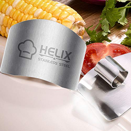SLXDEX Finger Guard for Cutting, One & Double finger Kitchen Tool, Stainless Steel Knife Cutting Protector Cutting aid (Silver 2 single finger)