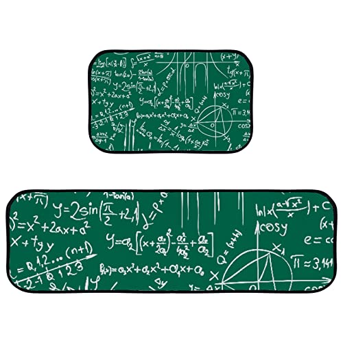 Vantaso Kitchen Floor Mat Rug Math and Trigonometry Set of 2 Cushioned Non-Slip Comfort Runner Rugs