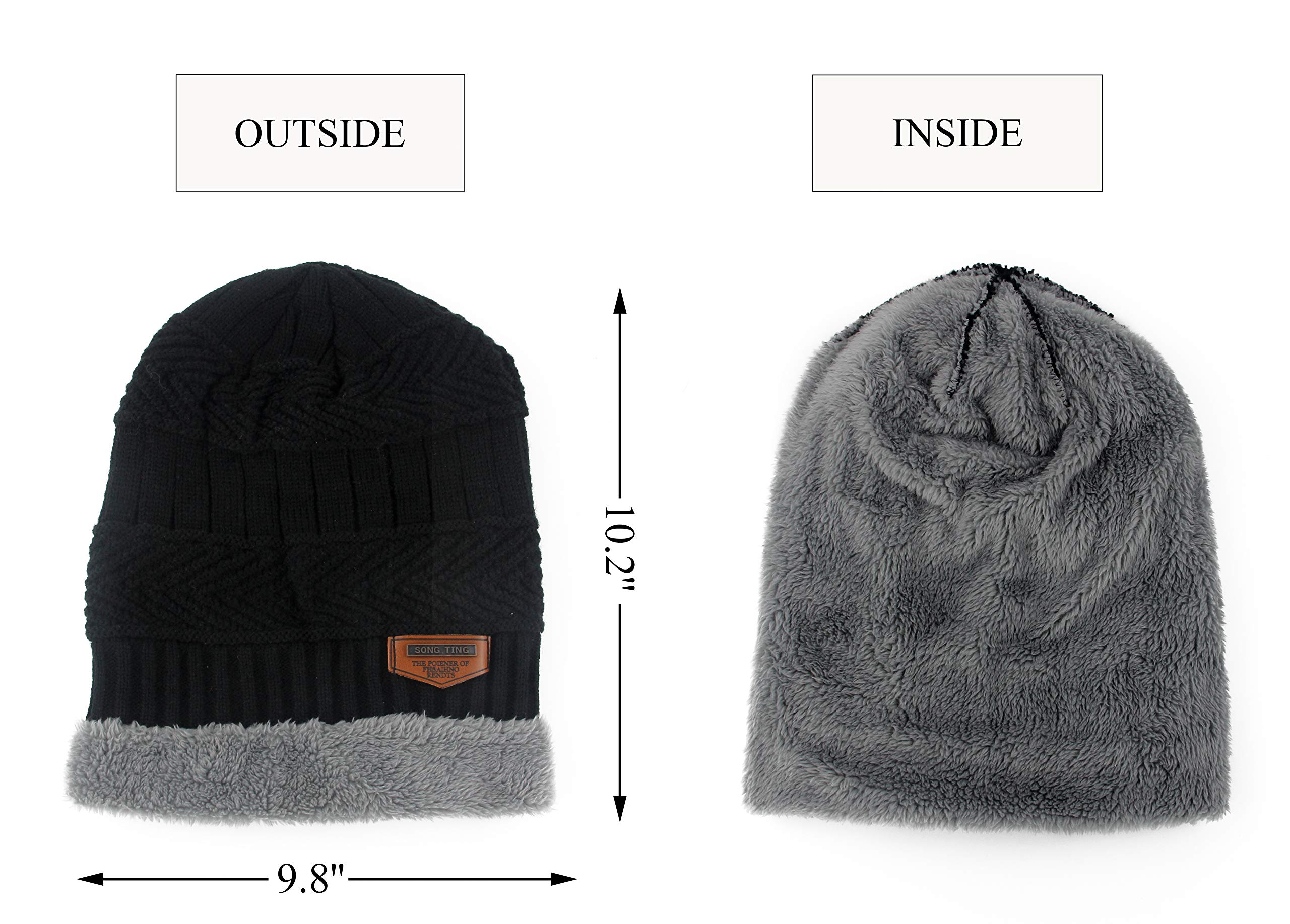 Muryobao Thick Warm Winter Beanie Hat Slouchy Skully Knit Hats Soft Stretch Ribbed Cap for Women Snow Ski Black