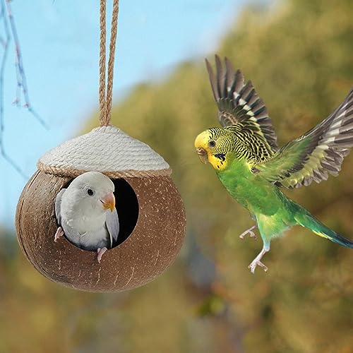 Parrot Nesting Material, Indoor Cage Birds Nest, Parrot Hut House with Comfortable Shelters, Bird Nest House with Convenient Loop Top, Parrot House Medium for Sparrows Lovebirds Bluebirds