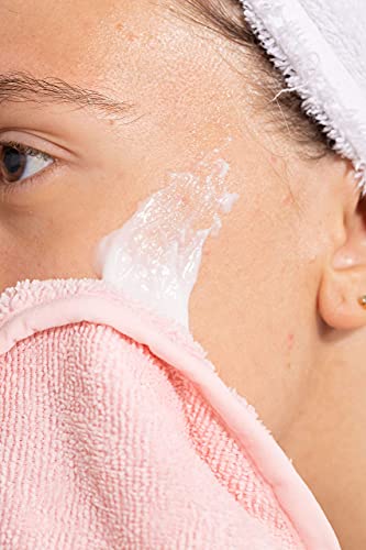 Pink Cloth in a Box - Ultra Soft, Microfiber, Exfoliating, Heart Shaped Facecloth/Washcloth with Hand Pockets to Remove Makeup, Clean Pores and Wipe your Face Clean