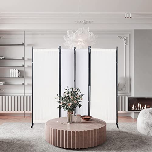 Partition Room Divider,4 Panel Room Dividers,Privacy Screen,Temporary Wall Divider for Home Office Hospital School Dorm(Cream White)