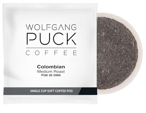 Wolfgang Puck Coffee, Colombian Organic Fair Trade, 9.5 Gram Soft Pod, 18 Count (Pack of 6)