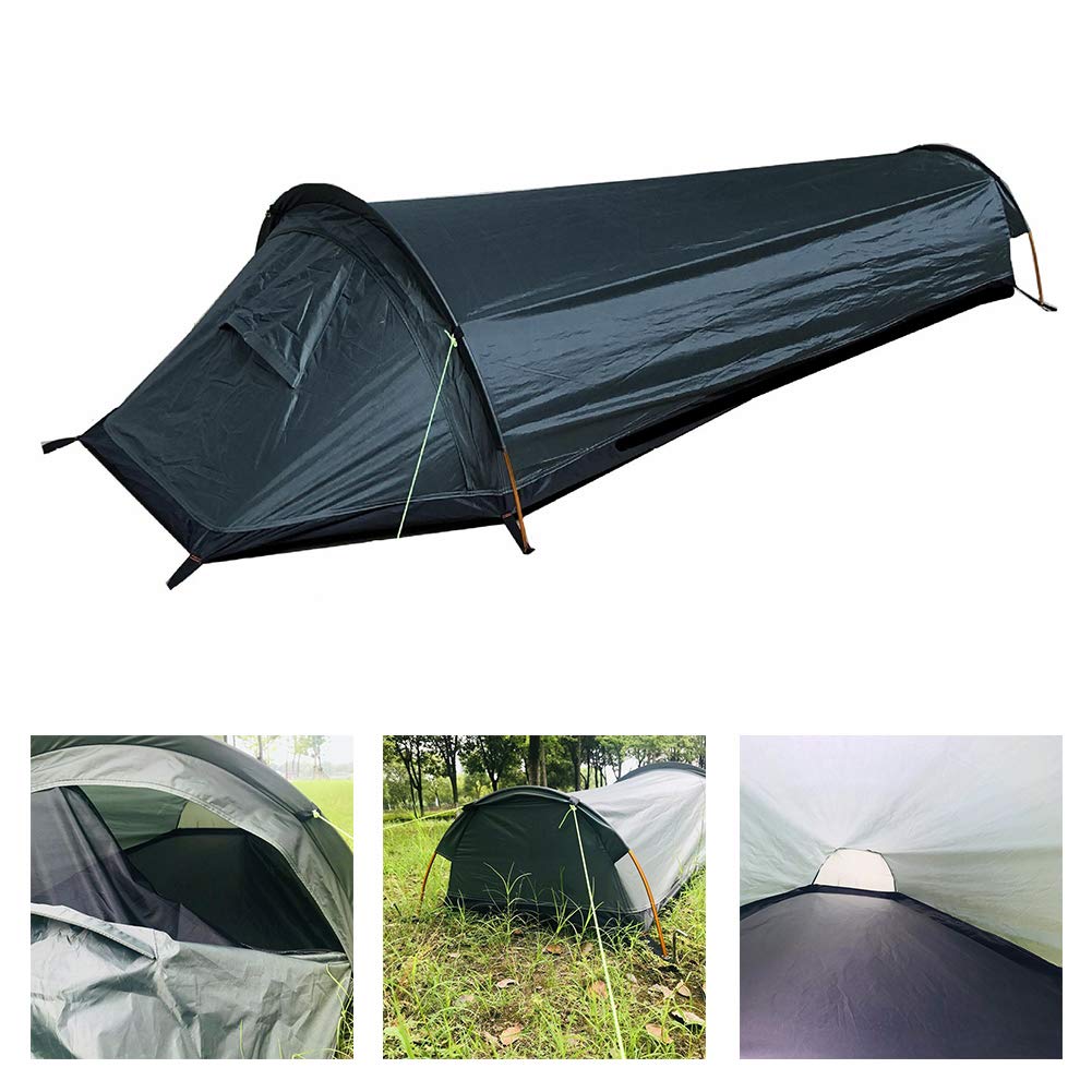 Ultralight Bivvy Bag Tent,with Wind Rope&Tent Pegs & Outer Bag,Compact Single Person Waterproof Ventilated Tent for Camping, Outdoor Survival