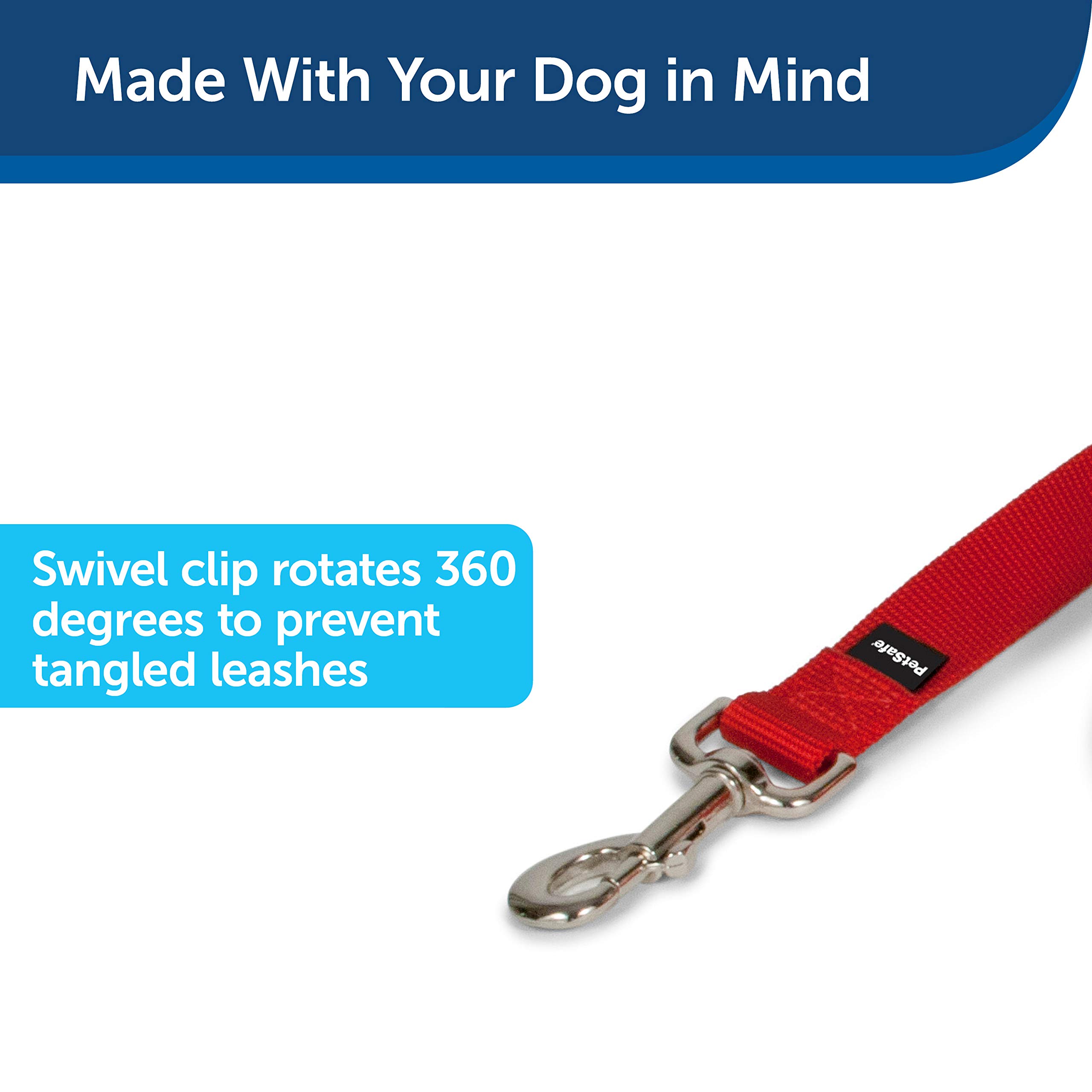 PetSafe Nylon Dog Leash β Strong, Durable, Traditional Style Leash with Easy to Use Bolt Snap β 3/4" x 6', Red