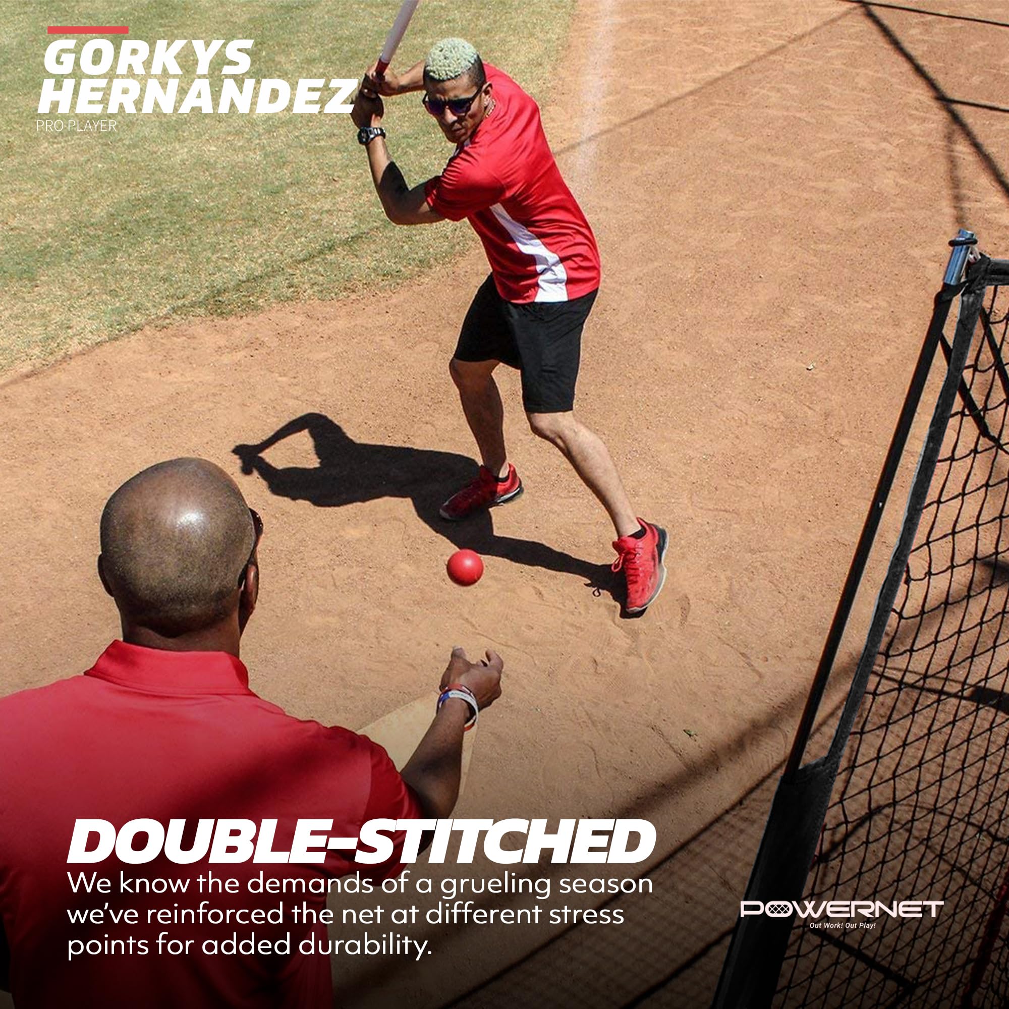 PowerNet Corbin Carroll DLX Combo 6 Piece Set for Baseball Softball | 7x7 Practice Net Bundle w/Strike Zone, Ball Caddy + 3 Weighted Training Balls | Team or Solo Training | Hitting & Throwing (Navy)