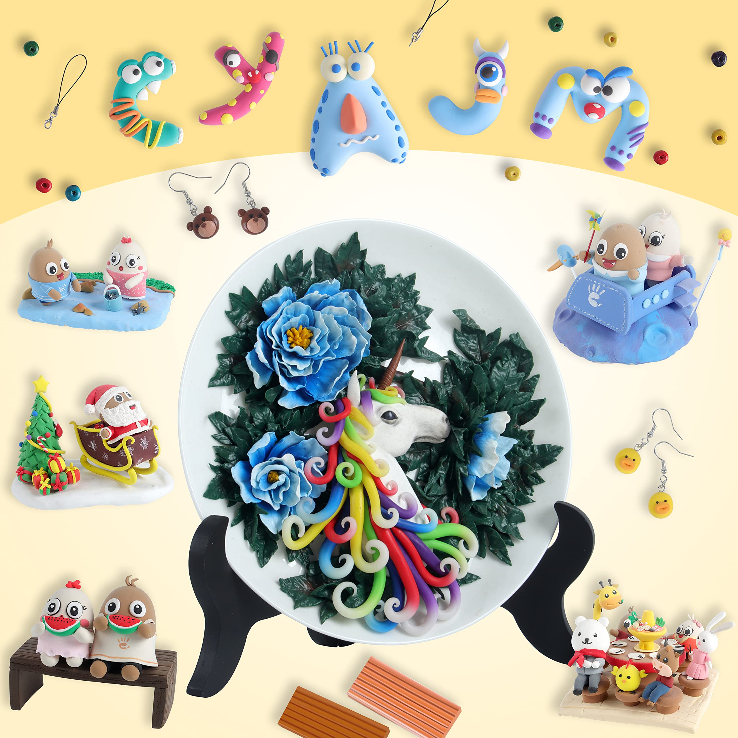 Polymer Clay 72 Colors, Chunky Modeling Clay Oven Clay Modeling Clay with Sculpting Tools Storage Box Set Clay for Kids, Gifts for Children, Adults, Beginners, Schools