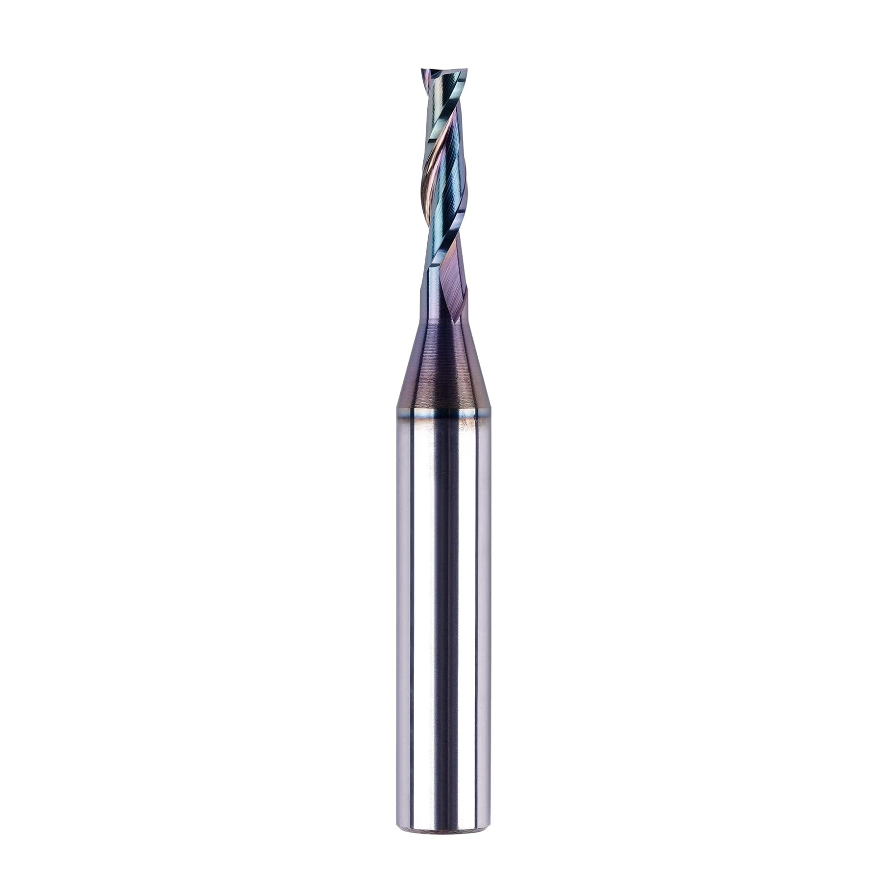 SpeTool 1/8 Inch Upcut CNC Router Bits 1/4 Inch Shank with Extra Long Life Coating,1/2 Inch Cutting Length 2 Inch OVL Solide Carbide End Mill Slot Woodworking Carving Tool