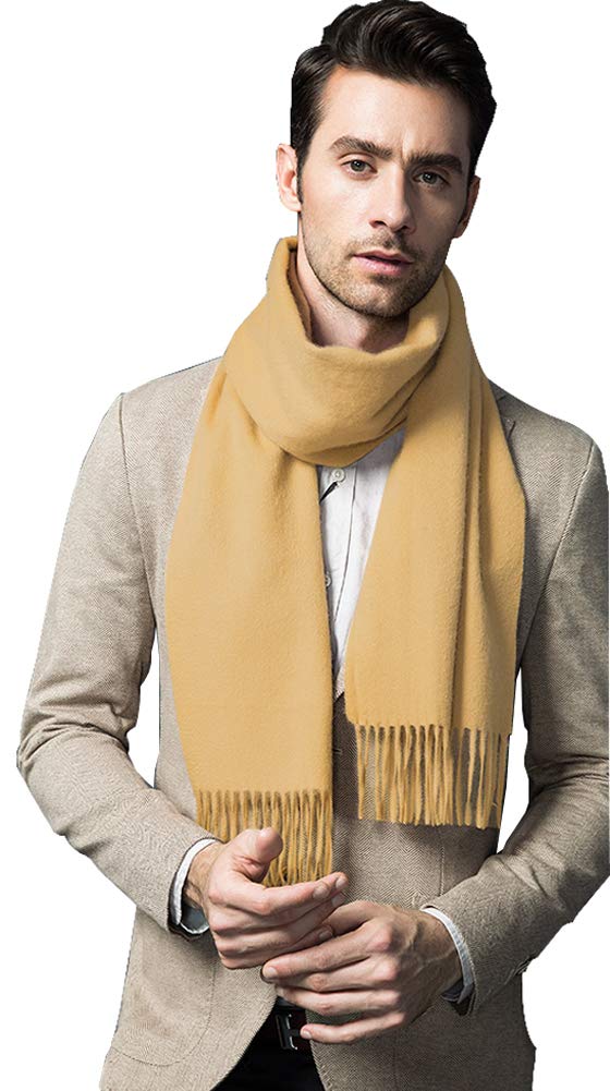 Persmileful Red Cashmere & Wool Scarf Solid Color, Fashionable Thin Lightweight Scarf for Men and Women in Cold Weather with Gift Box