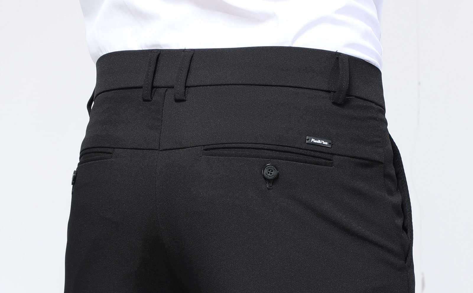 Plaid&Plain Men's Slim Fit Dress Pants Formal Pants Dress Slacks for Men 603 Black(New) 30X32