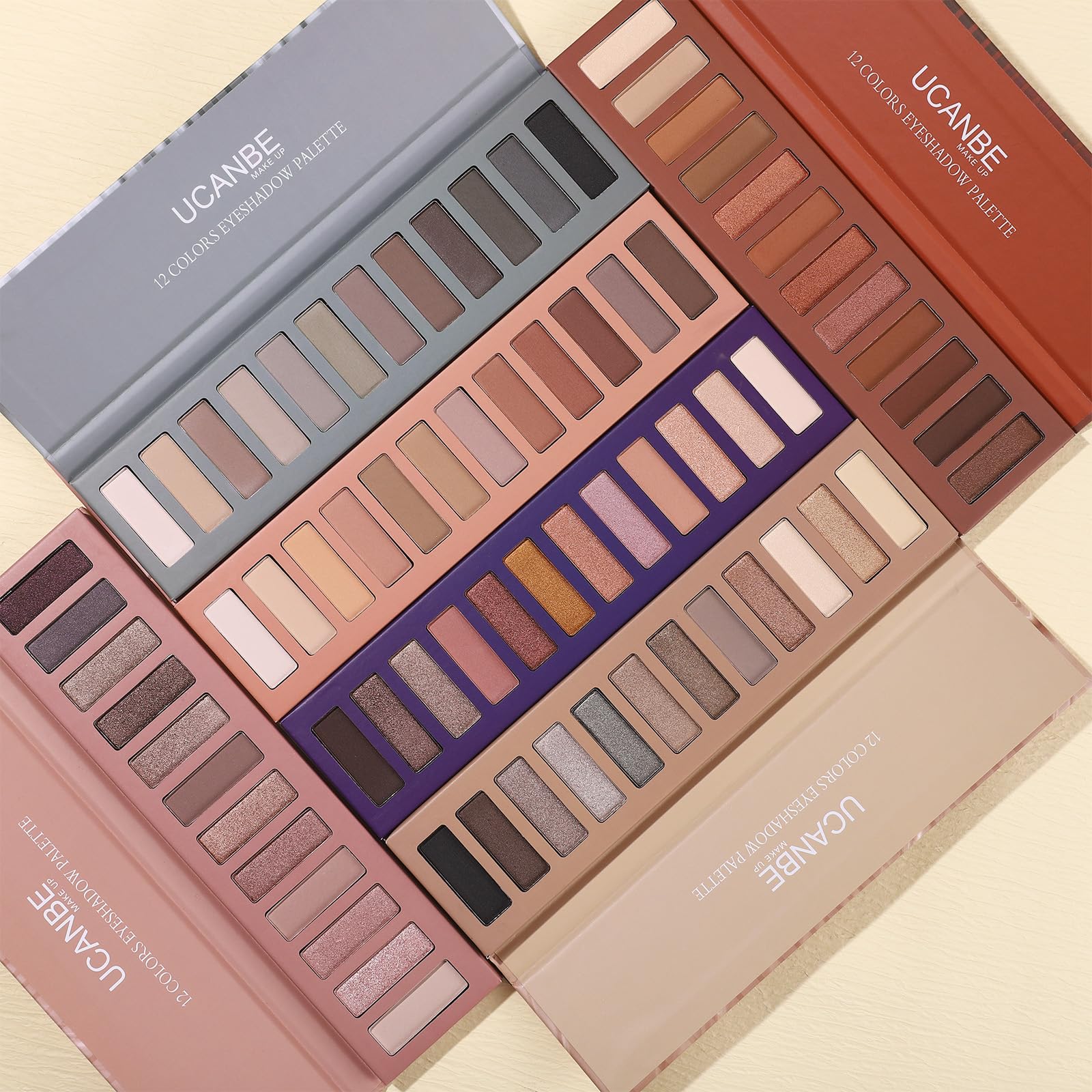 UCANBE 12 Color Eyeshadow Makeup Palette, Naked Nude Eye Shadow, Neutral Matte Shimmer Make Up Pallet with Double-ended Brush Set Kit, Highly Pigmented Long Lasting Waterproof (Palette + Brush - 06)