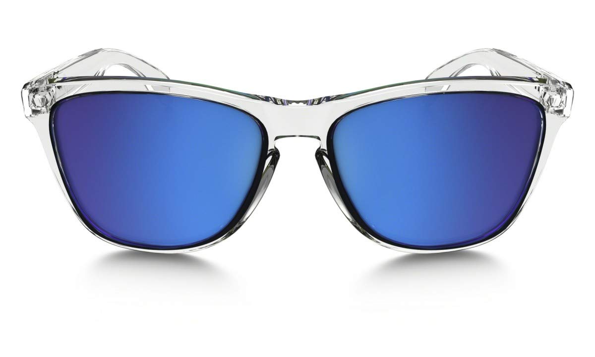 Oakley Frogskins Sunglasses Crystal Clear with Prizm Sapphire Iridium Lens 55mm