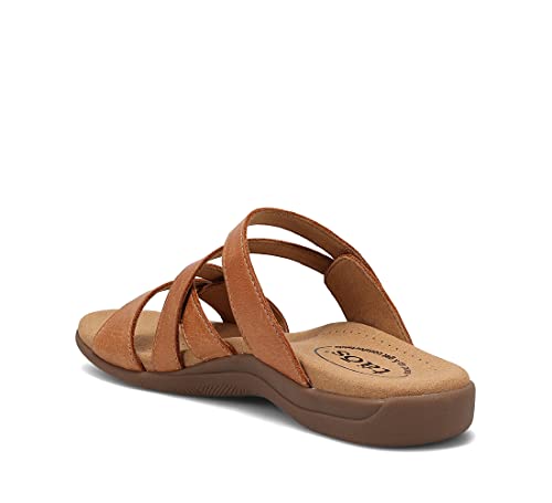 Taos Double U Premium Leather Women's Sandal - Stylish Adjustable Strap Design with Arch Support, Cooling Gel Padding for All-Day Enjoyment and Walking Comfort Caramel 9 (M) US