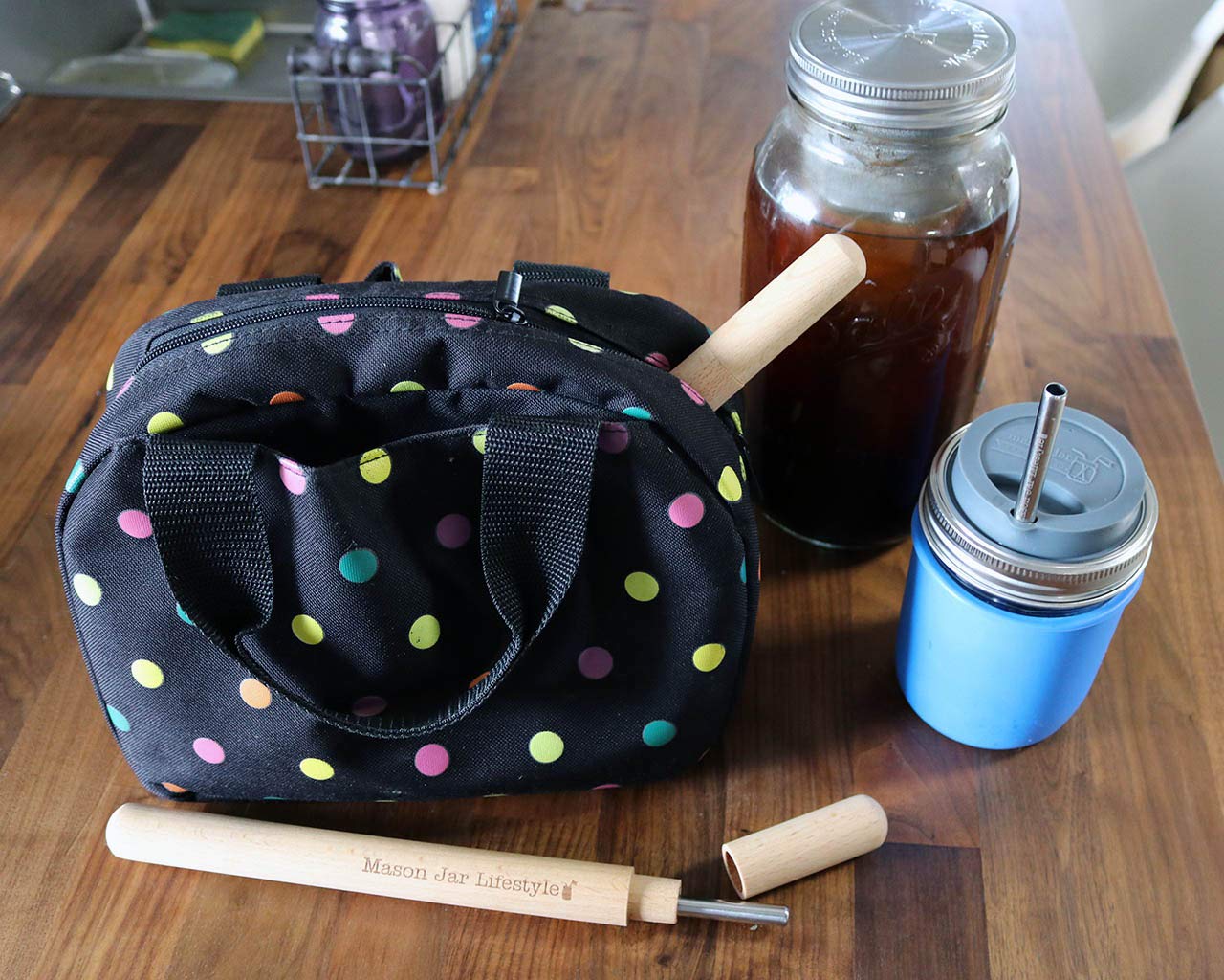 Wood Reusable Straw Carrying Case by Mason Jar Lifestyle - Fits Up To 10" Long and 12mm Wide Straws (3 Pack)