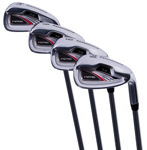 Pinemeadow Golf Men's Nitrix Pro Set Driver, 3 Wood, Hybrid, 6/7-PW Irons, Putter Bag (Right Hand, Graphite/Steel, Regular)