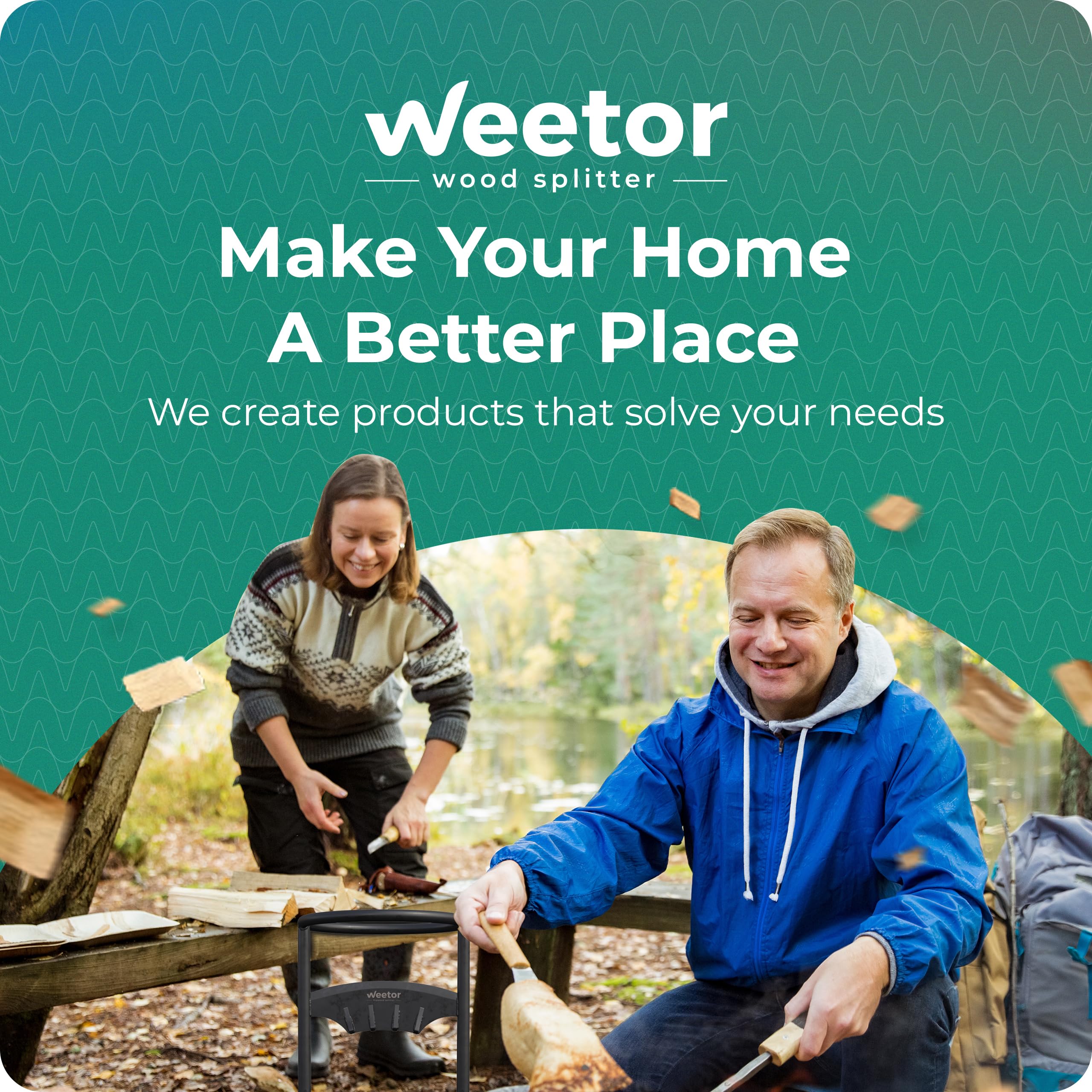 WEETOR Wood Splitter Tool - High-Carbon Steel Kindling Splitter for Wood - Lightweight & Portable Log Splitting Wedge for Camping, Fireplace, Cooking & More - Secure & Convenient Firewood Splitter